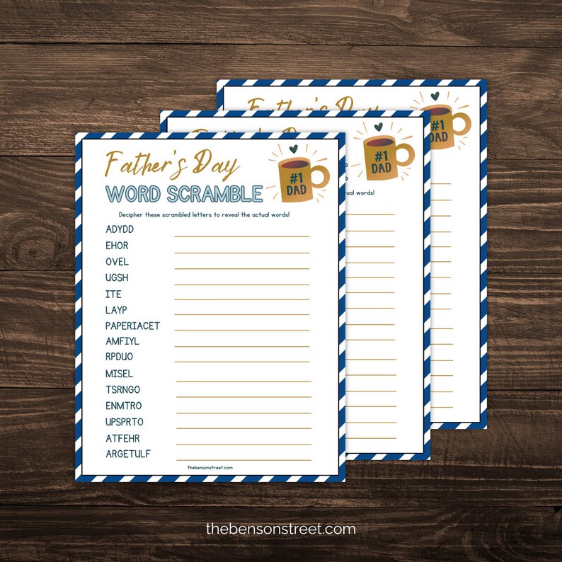 Father's Day Word Scramble Word Scramble Game Father's Day Game Word ...