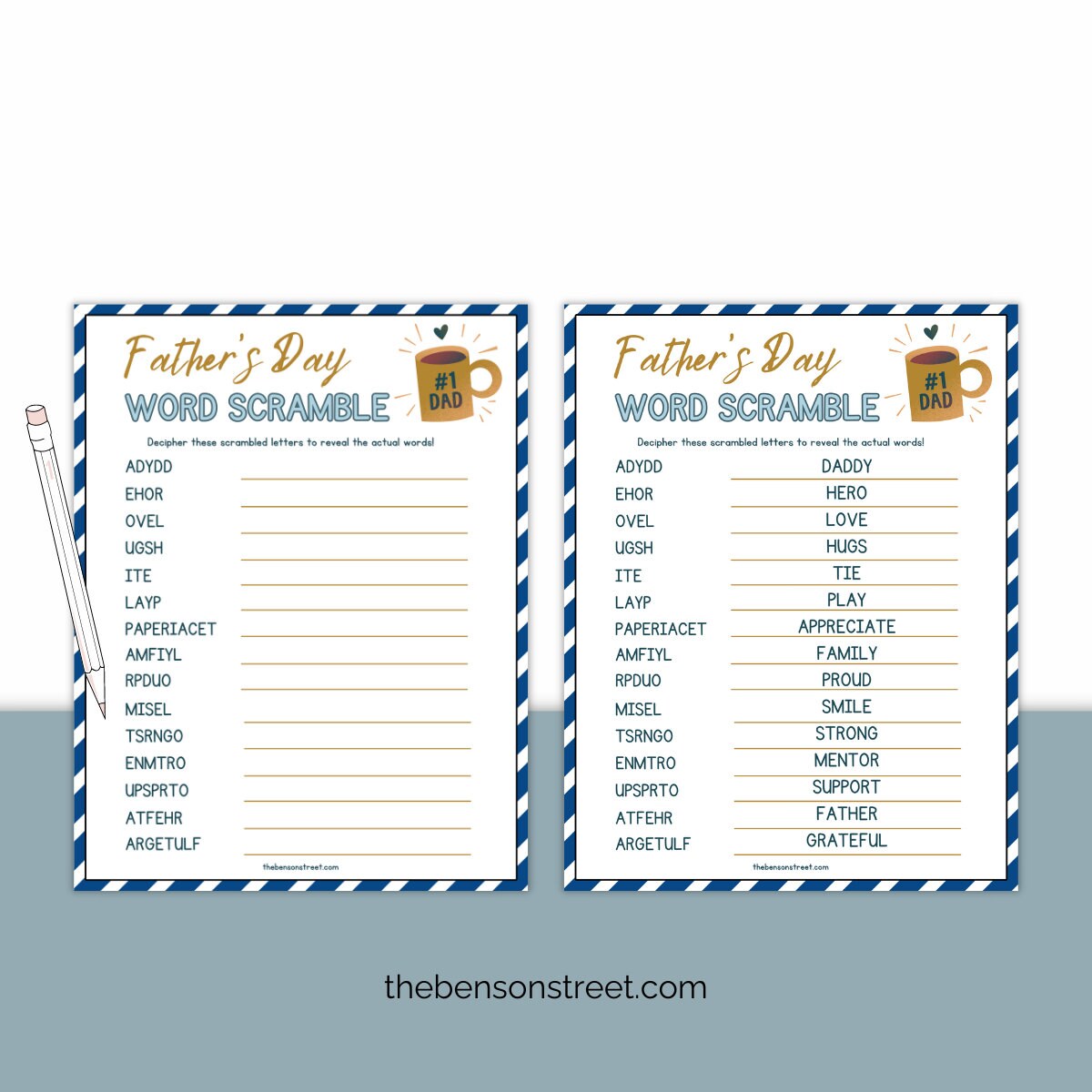 Father's Day Word Scramble Word Scramble Game Father's Day Game Word ...