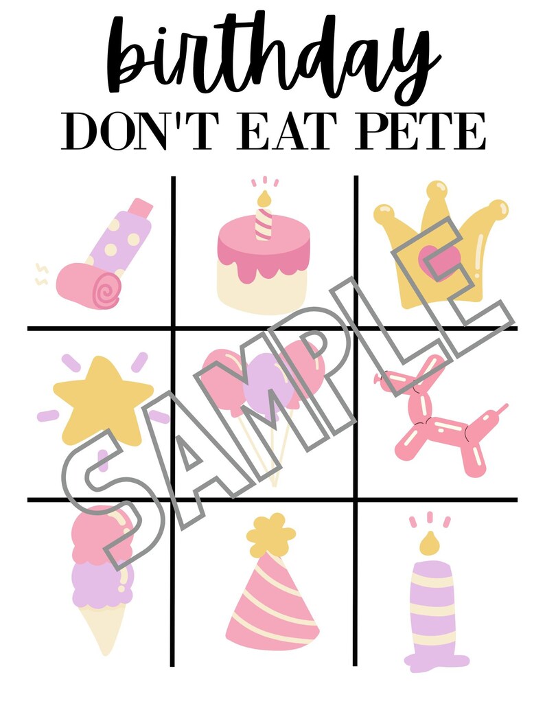 Girl Birthday Don't Eat Pete / Printable Birthday Games / Printable ...