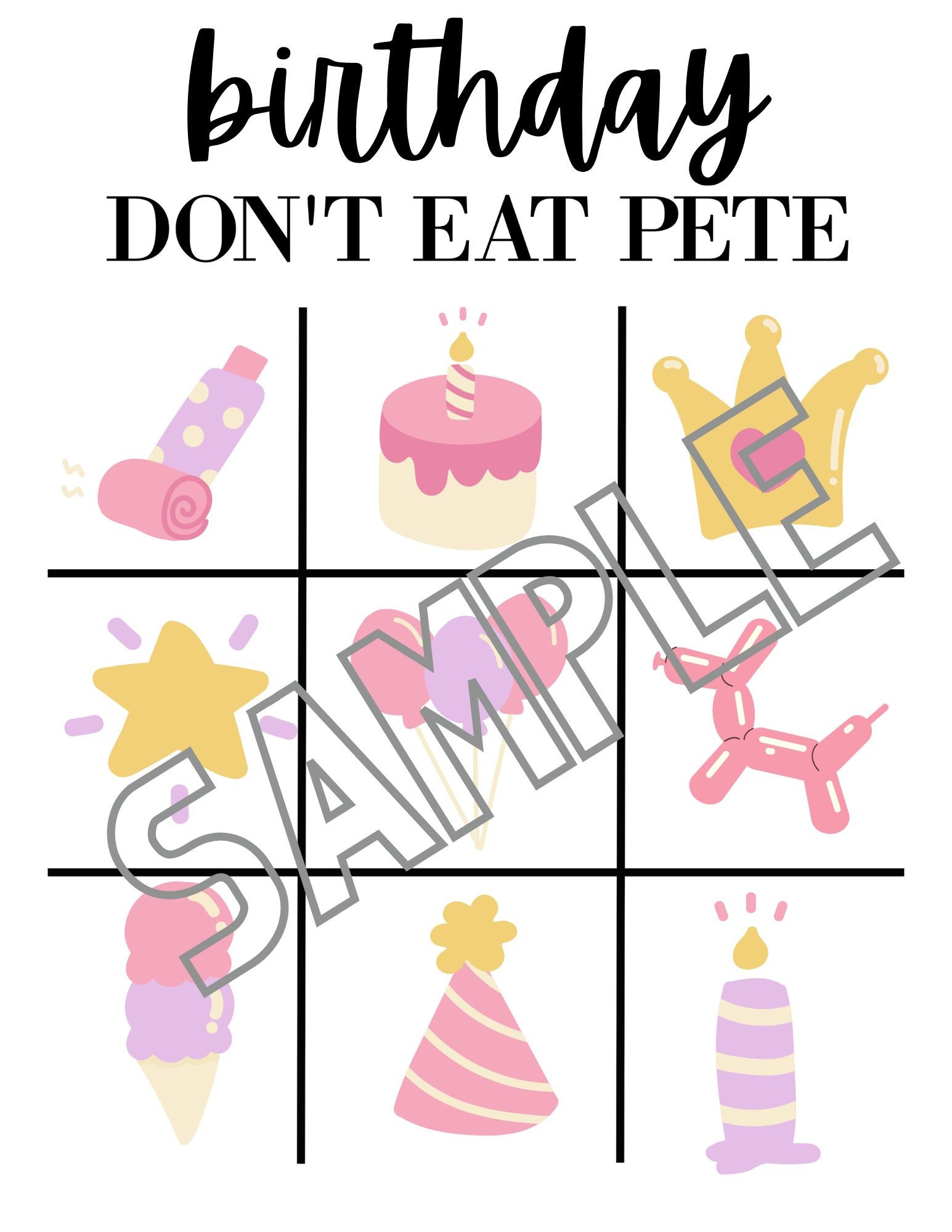 Girl Birthday Don't Eat Pete / Printable Birthday Games / Printable ...