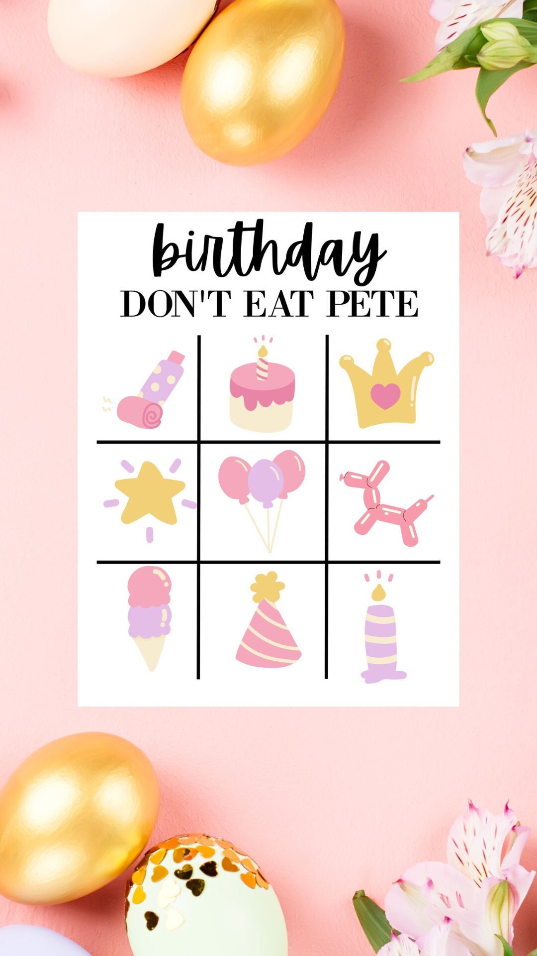 Girl Birthday Don't Eat Pete / Printable Birthday Games / Printable ...