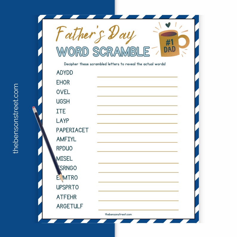 Father's Day Word Scramble | Word Scramble Game | Father's Day Game ...
