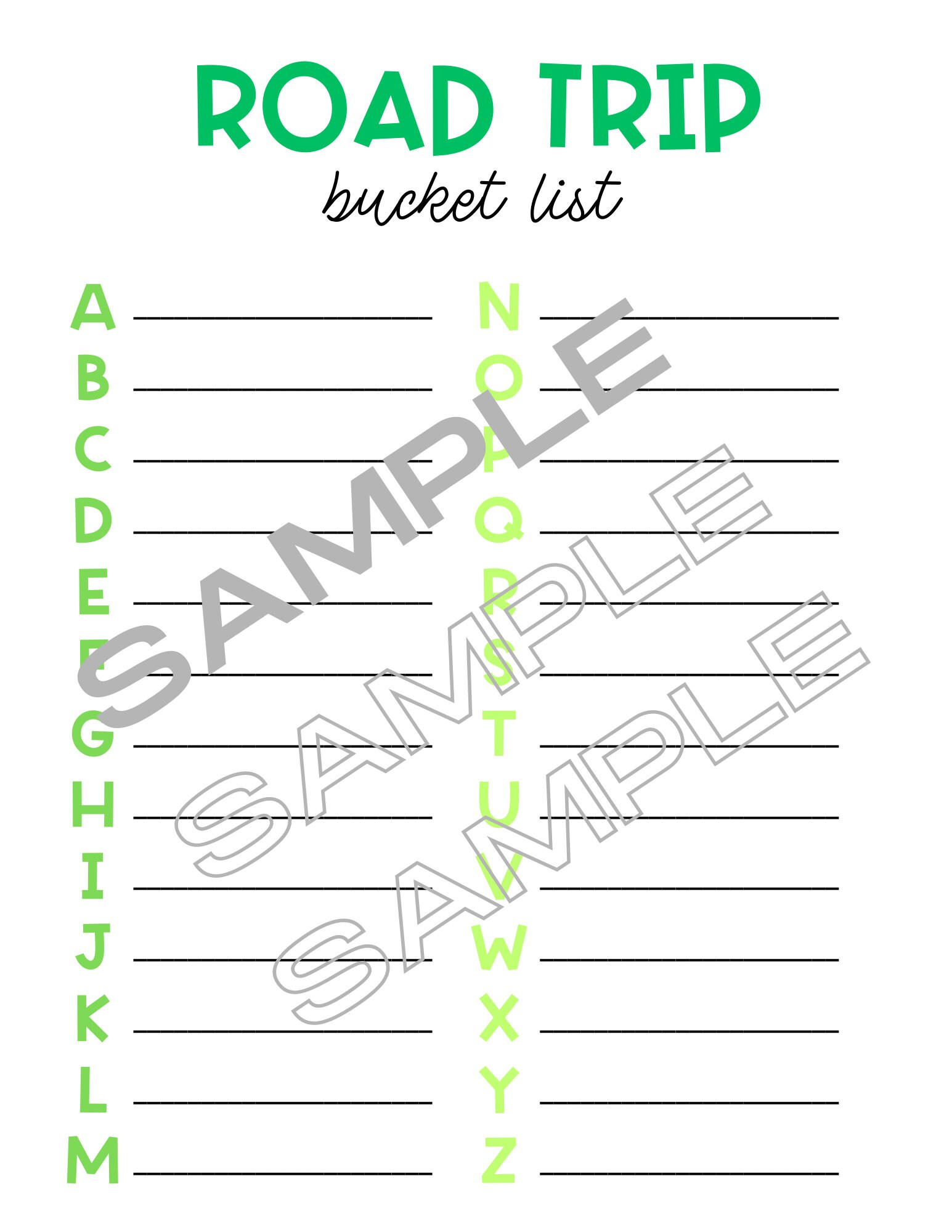 Printable ABC Road Trip Scavenger Hunt. Road Trip Games. Road Trip Book ...