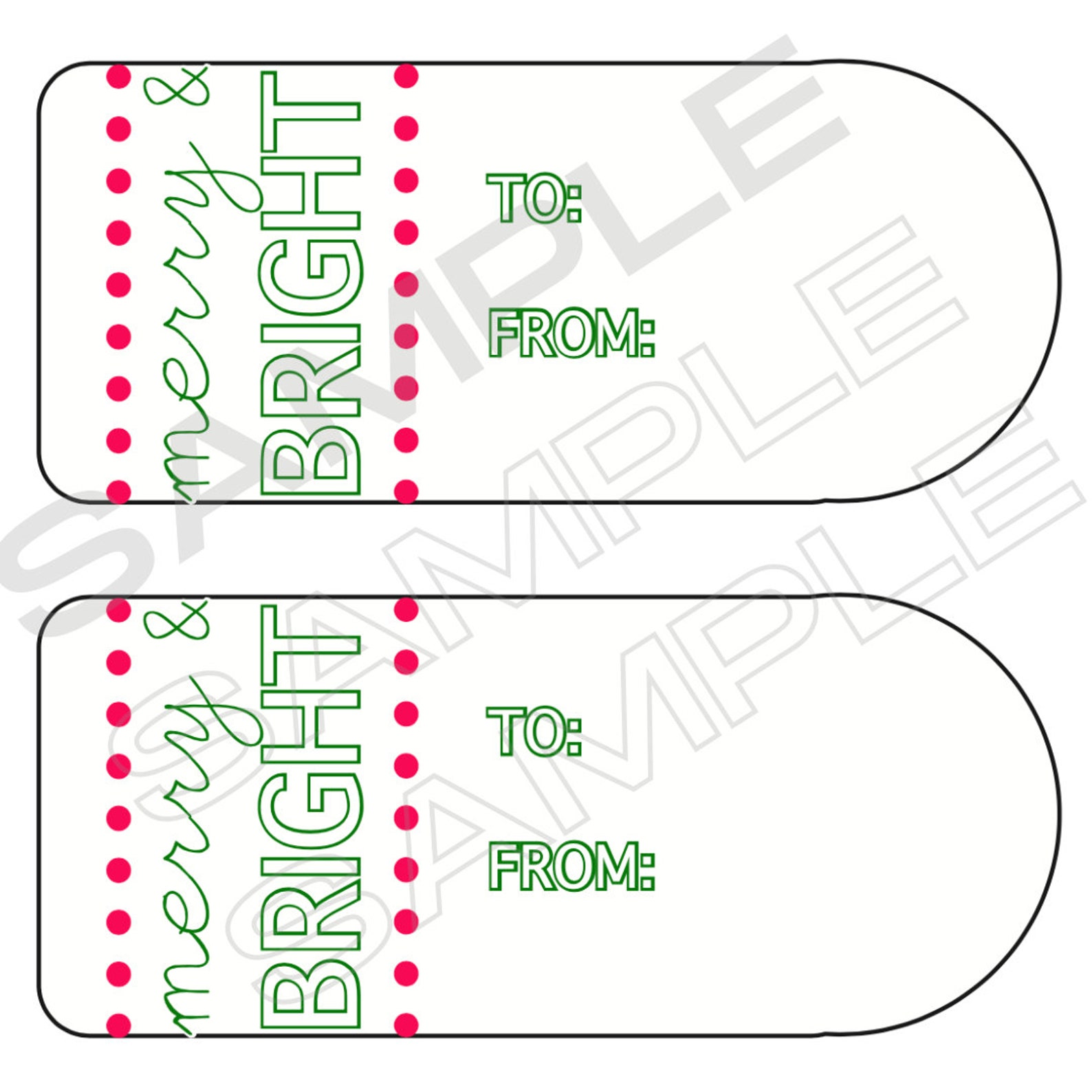 Merry and Bright Printable Gift Tags - Digital File ONLY - Printable ...