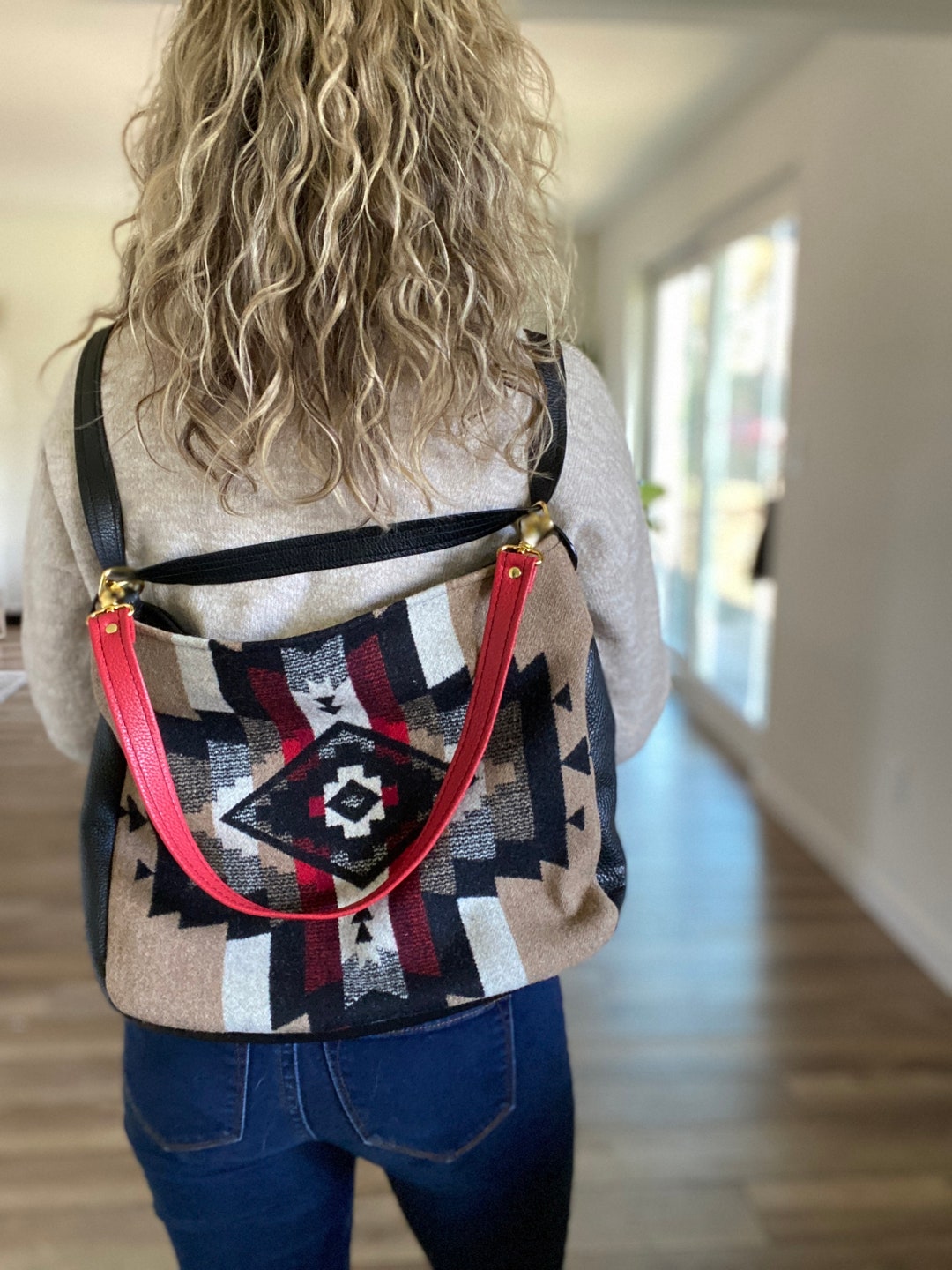 Convertible Crossbody Backpack Shoulder Bag Leather and - Etsy