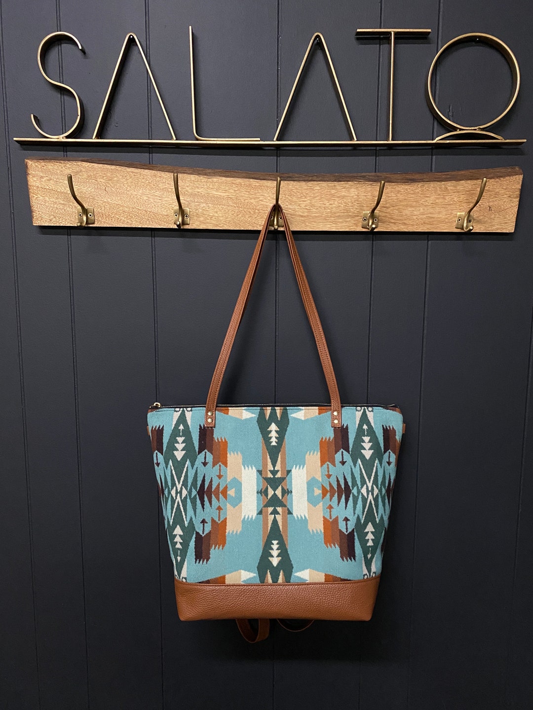 Large Wool Tote Leather Tote Diaper Bag Wool Backpack Convertible Bag ...