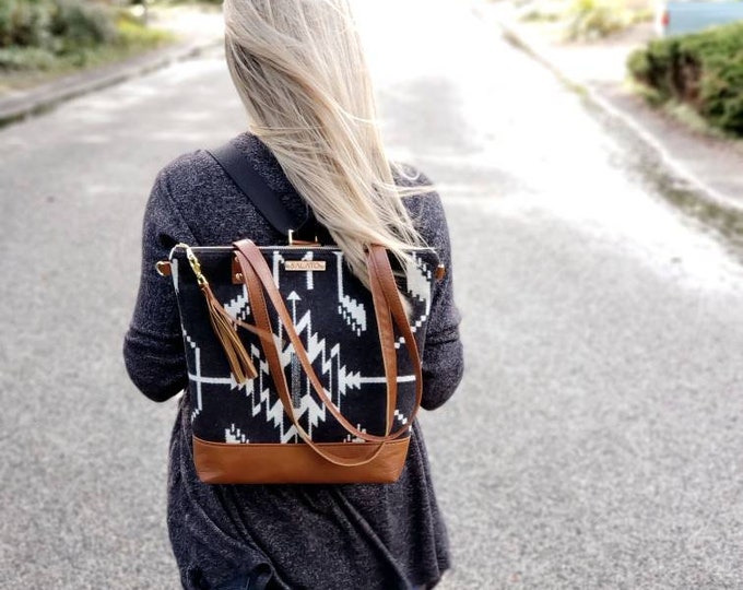 Wool and Leather Convertible Purse, Crossbody Bag, Leather Backpack ...