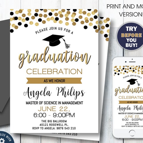 EDITABLE Graduation Party Invitation Class of 2022 Graduation - Etsy