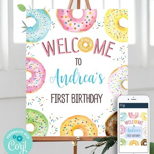 INSTANT DOWNLOAD Editable Donut Welcome Sign Welcome Sign - Etsy