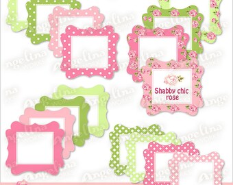 16 Digital Printable Shabby chic Frame Labels for Scrapbooking