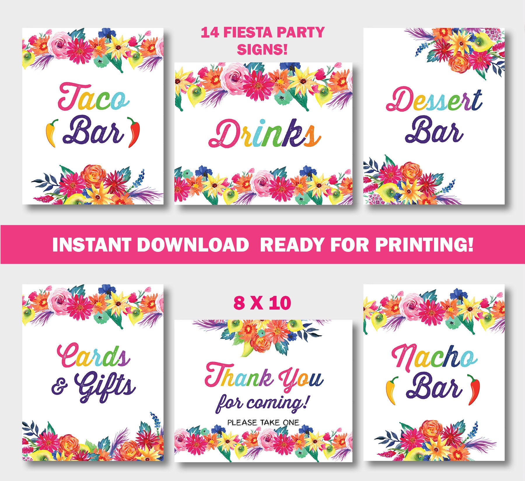 Instant Download FIESTA PARTY BUNDLE. 14 Mexican Fiesta Party | Etsy