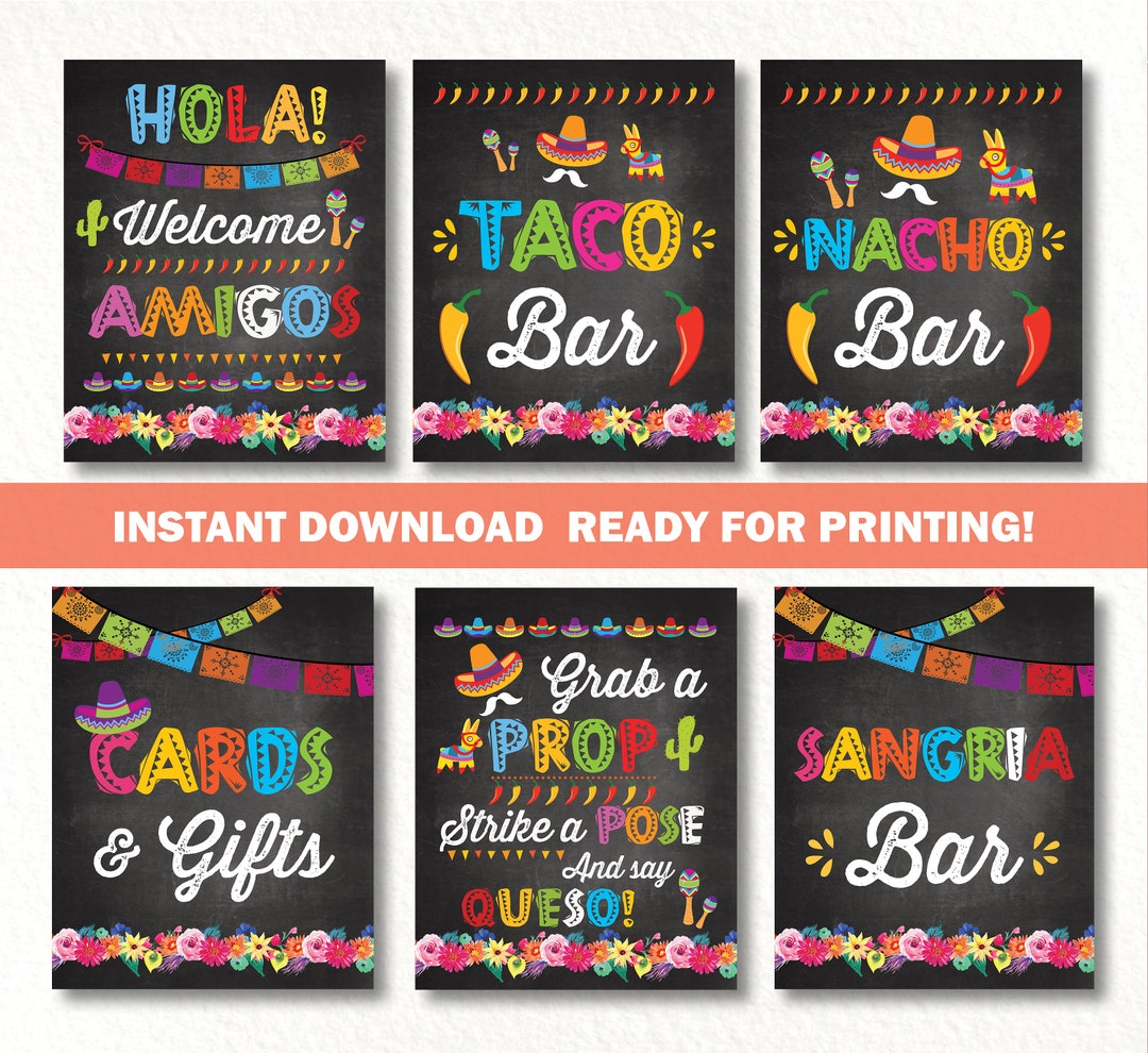 Instant Download Fiesta Party Signs. 6 Mexican (Instant Download) - Etsy