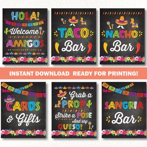 Instant Download Fiesta Party Signs. 6 Mexican (Instant Download) - Etsy