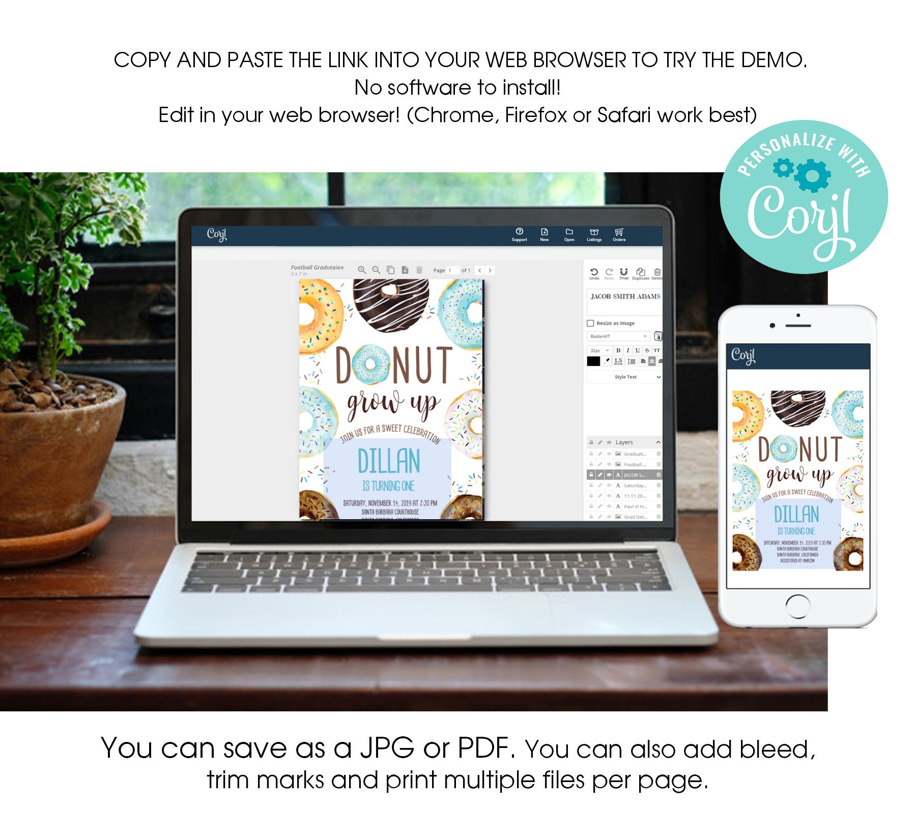 INSTANT DOWNLOAD EDITABLE Template / Donut Birthday | Etsy