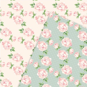 Shabby Chic Digital Scrapbook Paper Pack Pink and Blue. Papers, Frames ...
