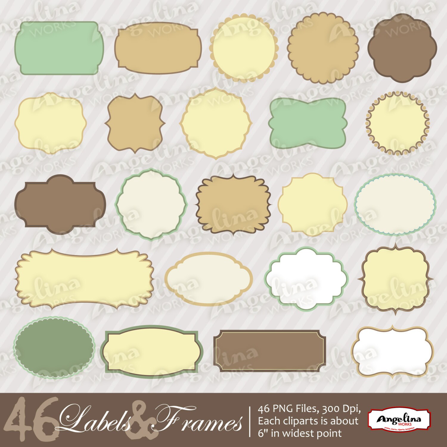 46 Digital Colored Label Frames Borders for Scrapbooking - Etsy