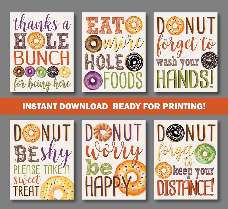 Donut Party Signs. 10x8 5x7 Digital Bundle. Printable Donut | Etsy