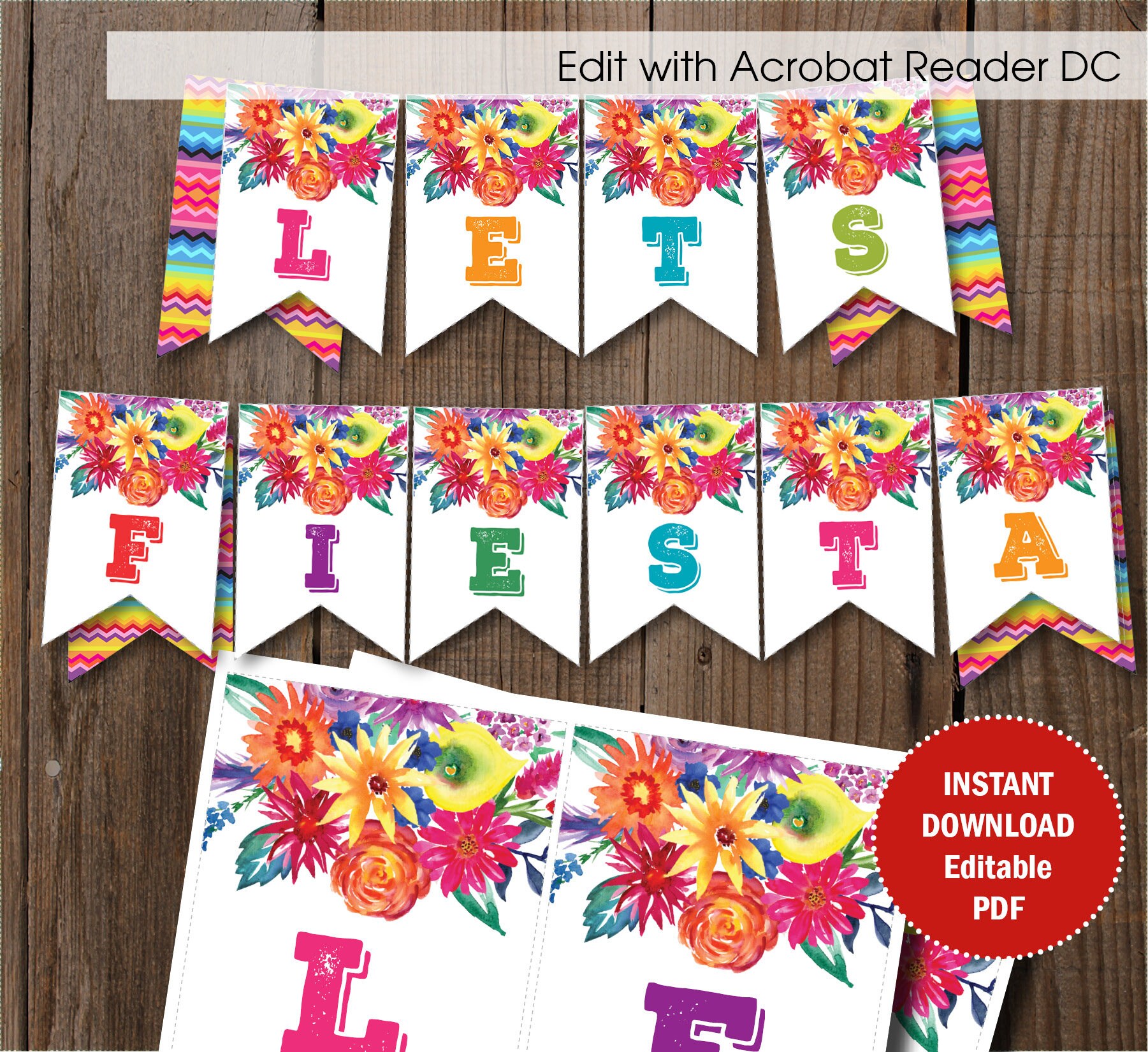 Editable Fiesta Party Banner / Fiesta Birthday banner / | Etsy