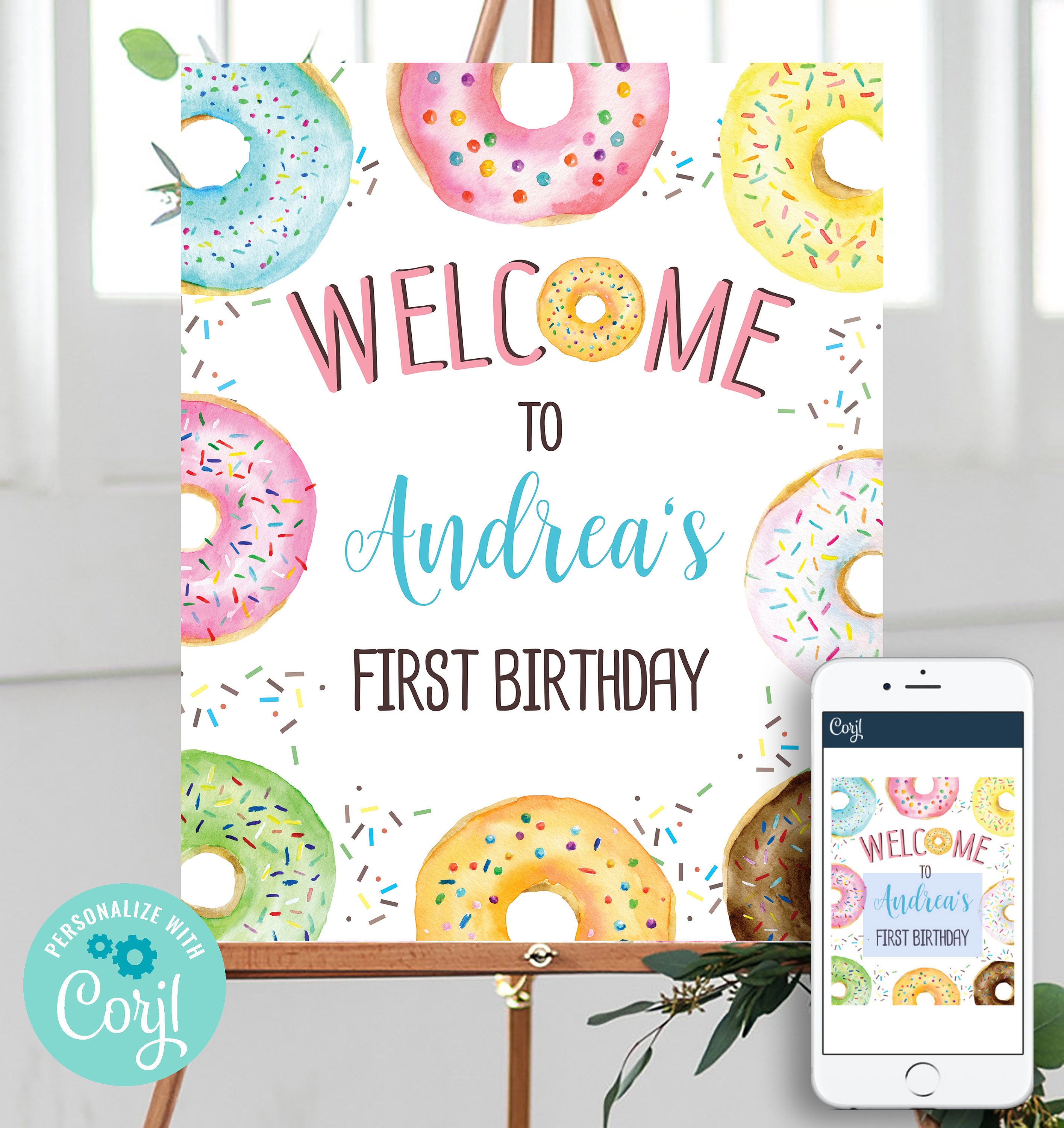 INSTANT DOWNLOAD Editable Donut Welcome Sign Welcome sign | Etsy