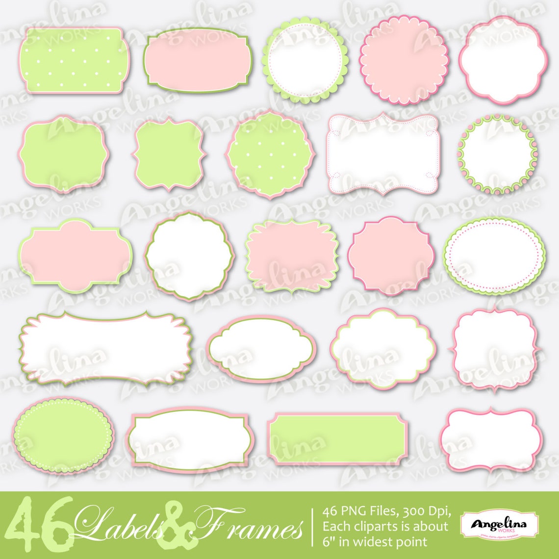 46 Digital Colored Label Frames Borders for Scrapbooking - Etsy