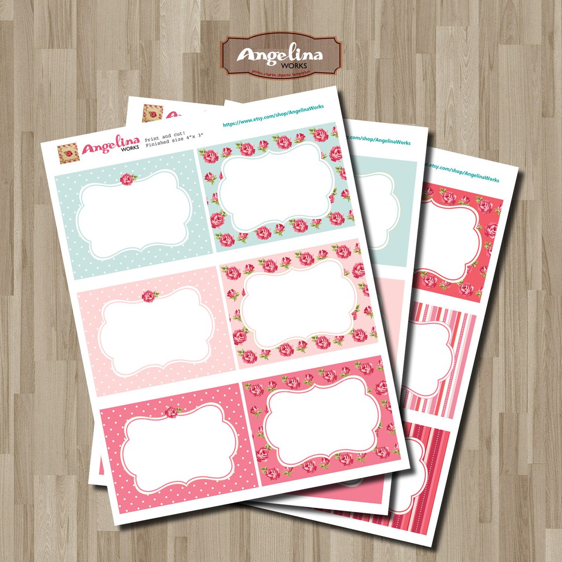 20 Digital Printable Shabby Chic Frame Labels for Scrapbooking - Etsy