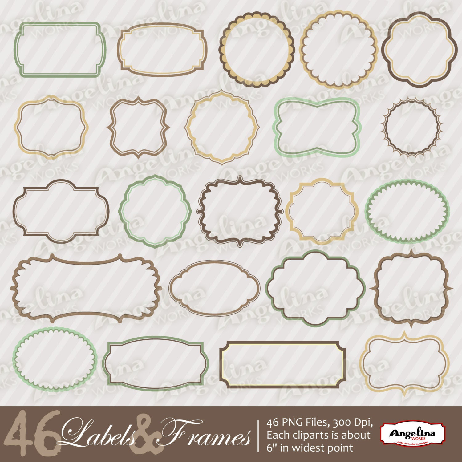 46 Digital Colored Label Frames Borders for Scrapbooking - Etsy