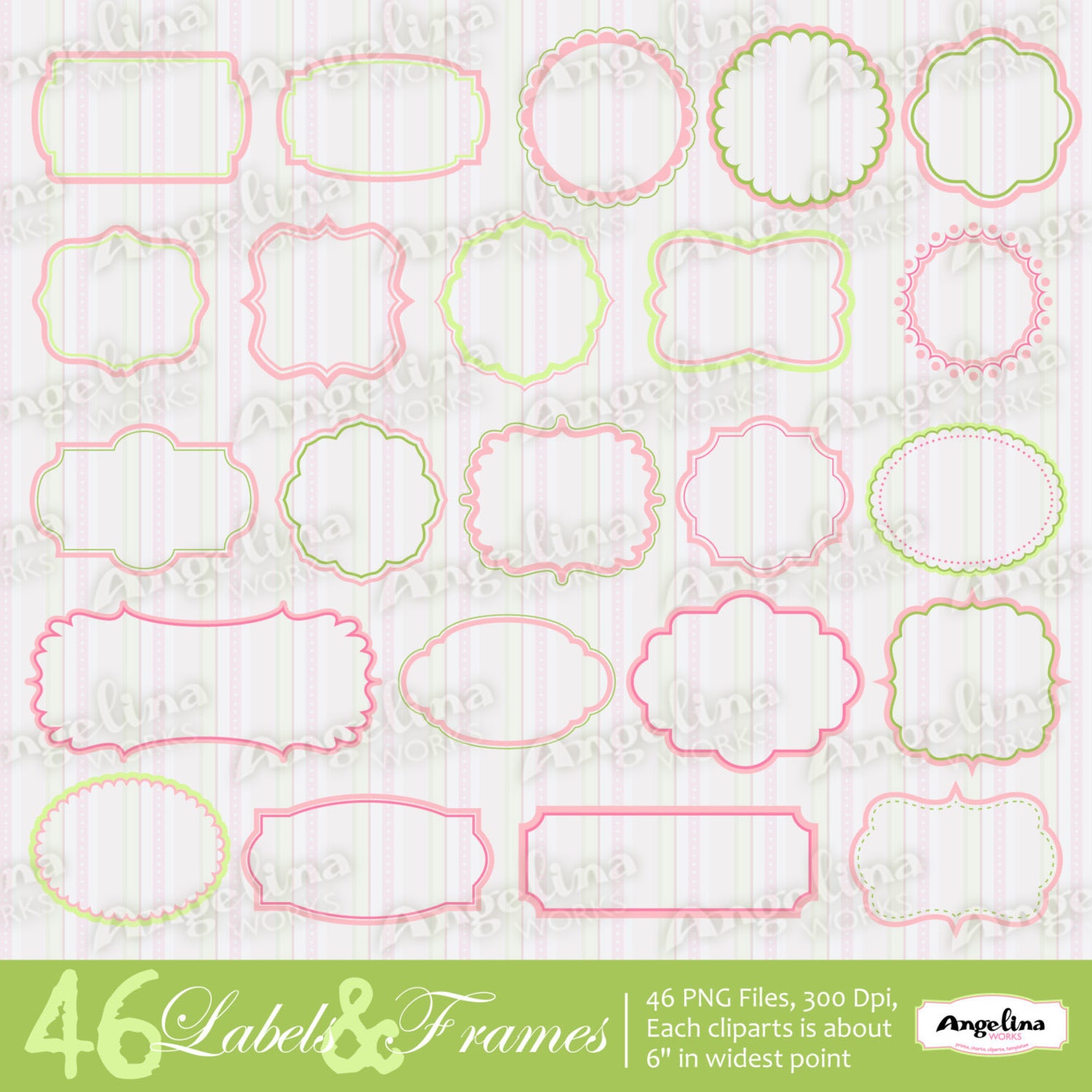 46 Digital Colored Label Frames Borders for Scrapbooking - Etsy