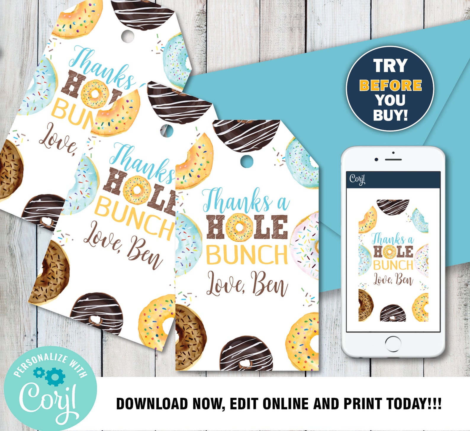 INSTANT DOWNLOAD EDITABLE Template / Donut Birthday | Etsy