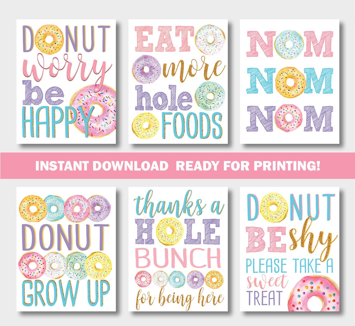 Donut Party Signs. 10x8 5x7 Digital Bundle. Printable Donut - Etsy