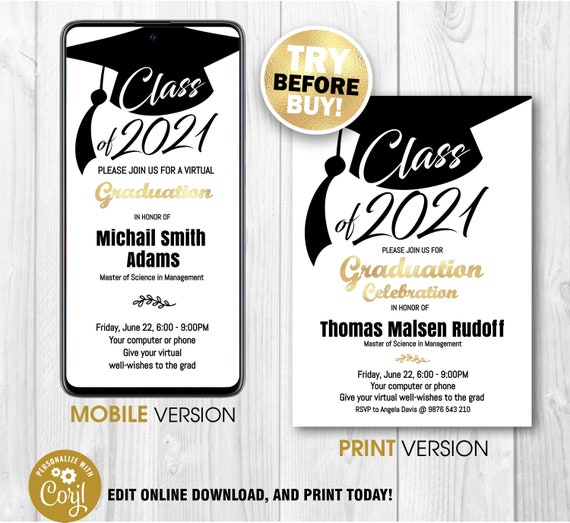 Graduation Editable Template / Black and Gold / Graduation | Etsy