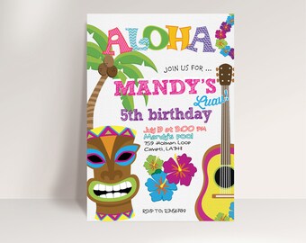 Editable Hawaiian Tiki Time Birthday Invitation Aloha - Etsy