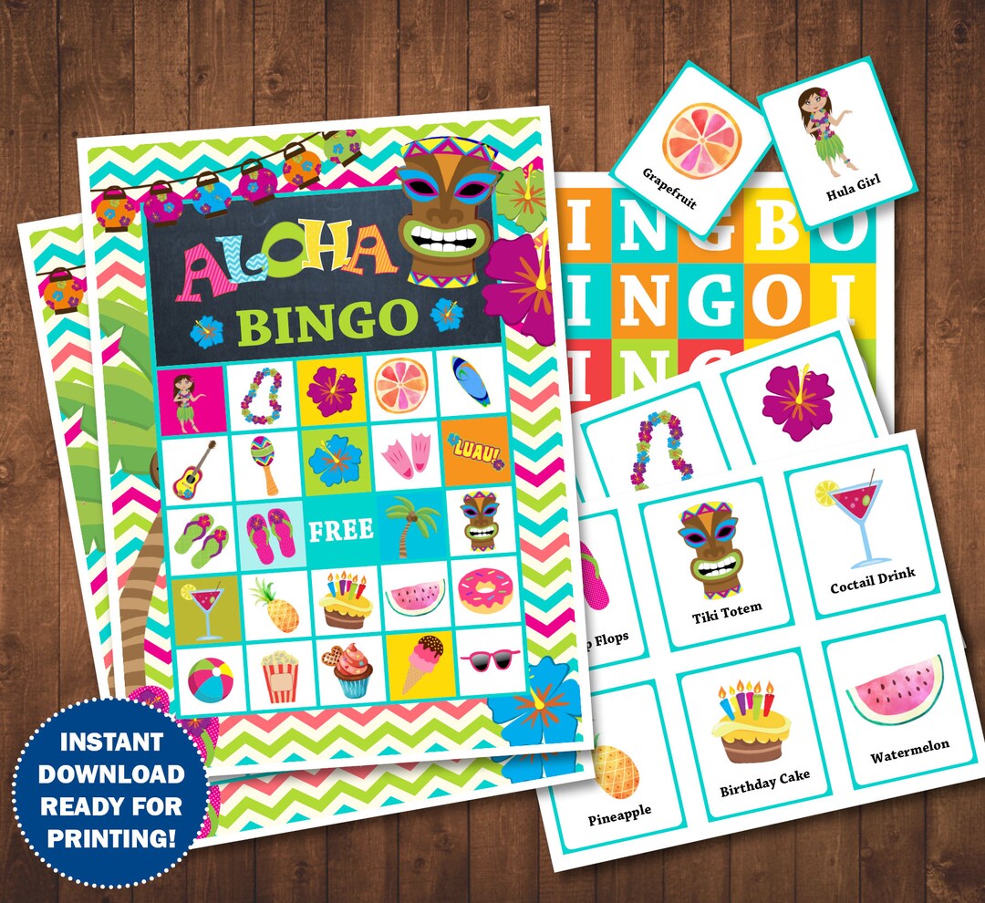 Instant Download Aloha Party Bingo Game / 30 Different Cards / Digital ...