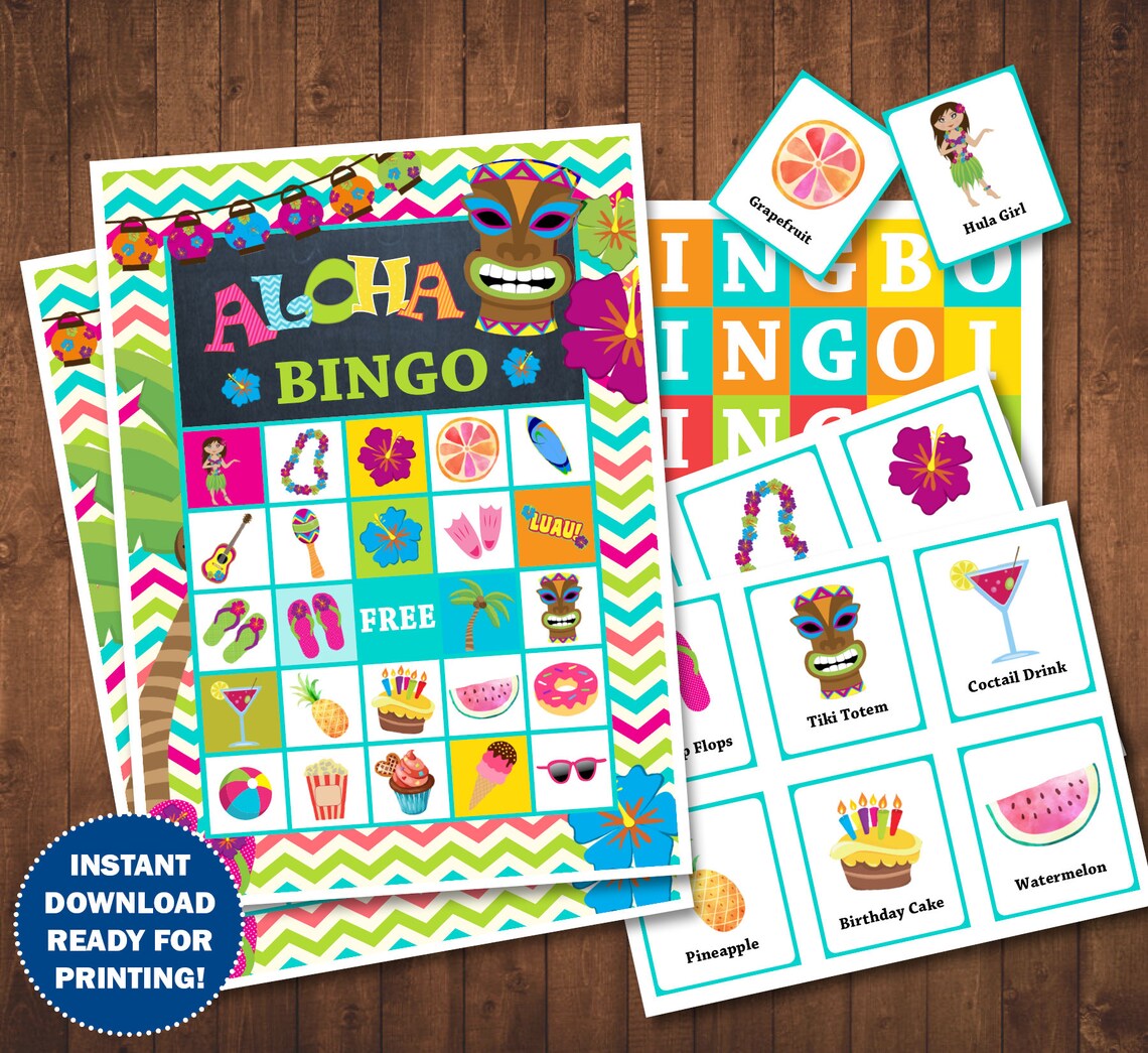 Instant Download Aloha Party Bingo Game / 30 Different Cards / - Etsy