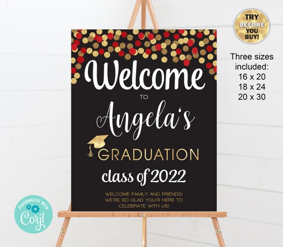 Graduation Editable Template Instant Download / Black Red | Etsy