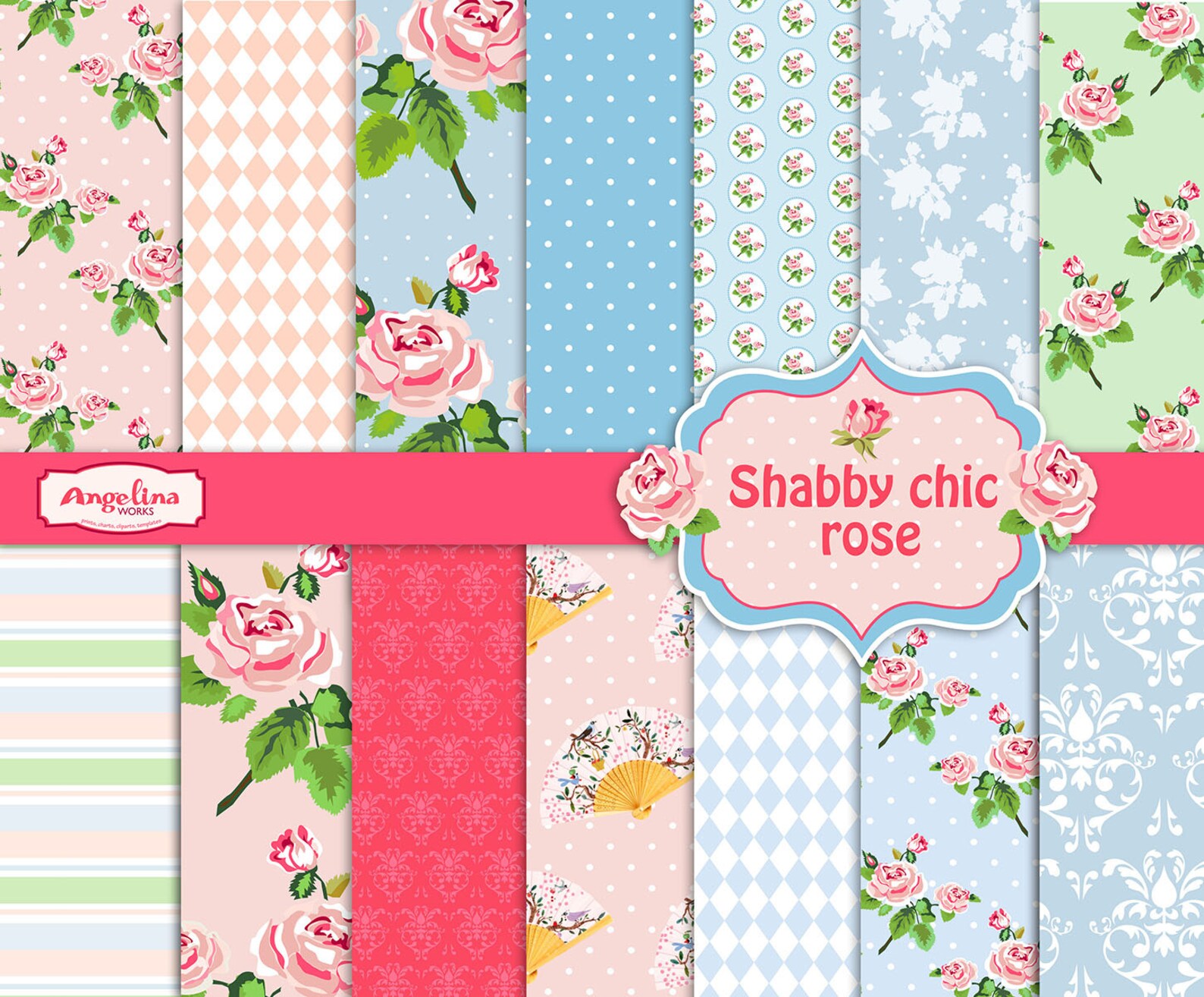 16 Digital Printable Shabby chic Frame Labels for Scrapbooking | Etsy