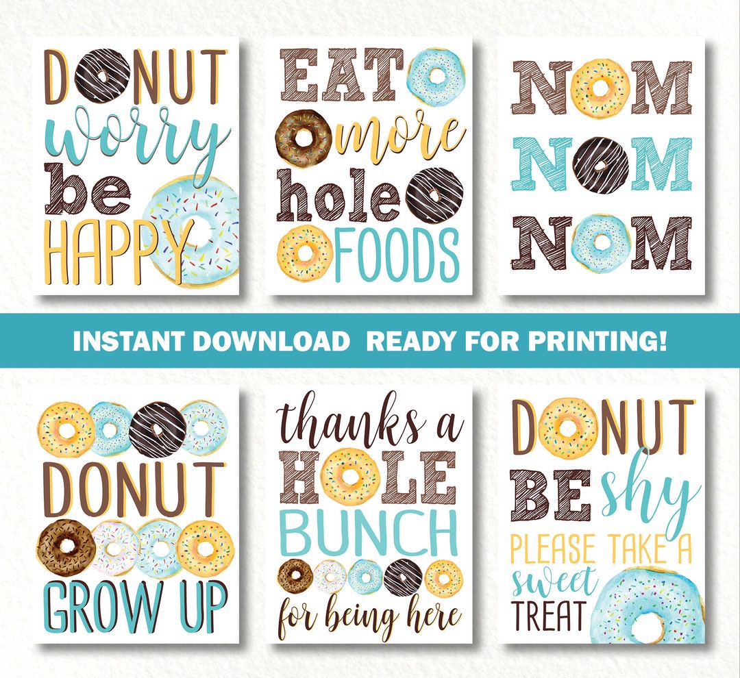 Donut Party Signs. 10x8 Digital Bundle. Printable Donut Theme Party ...