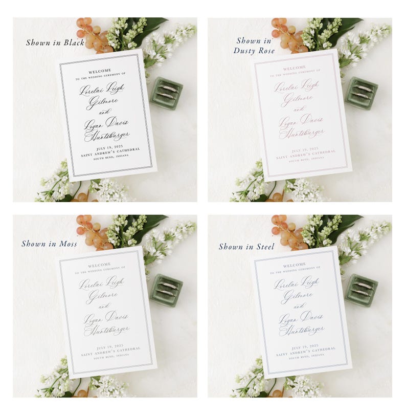 LORELAI | Beige Folded Wedding Program: Catholic Black Tie Design - Etsy