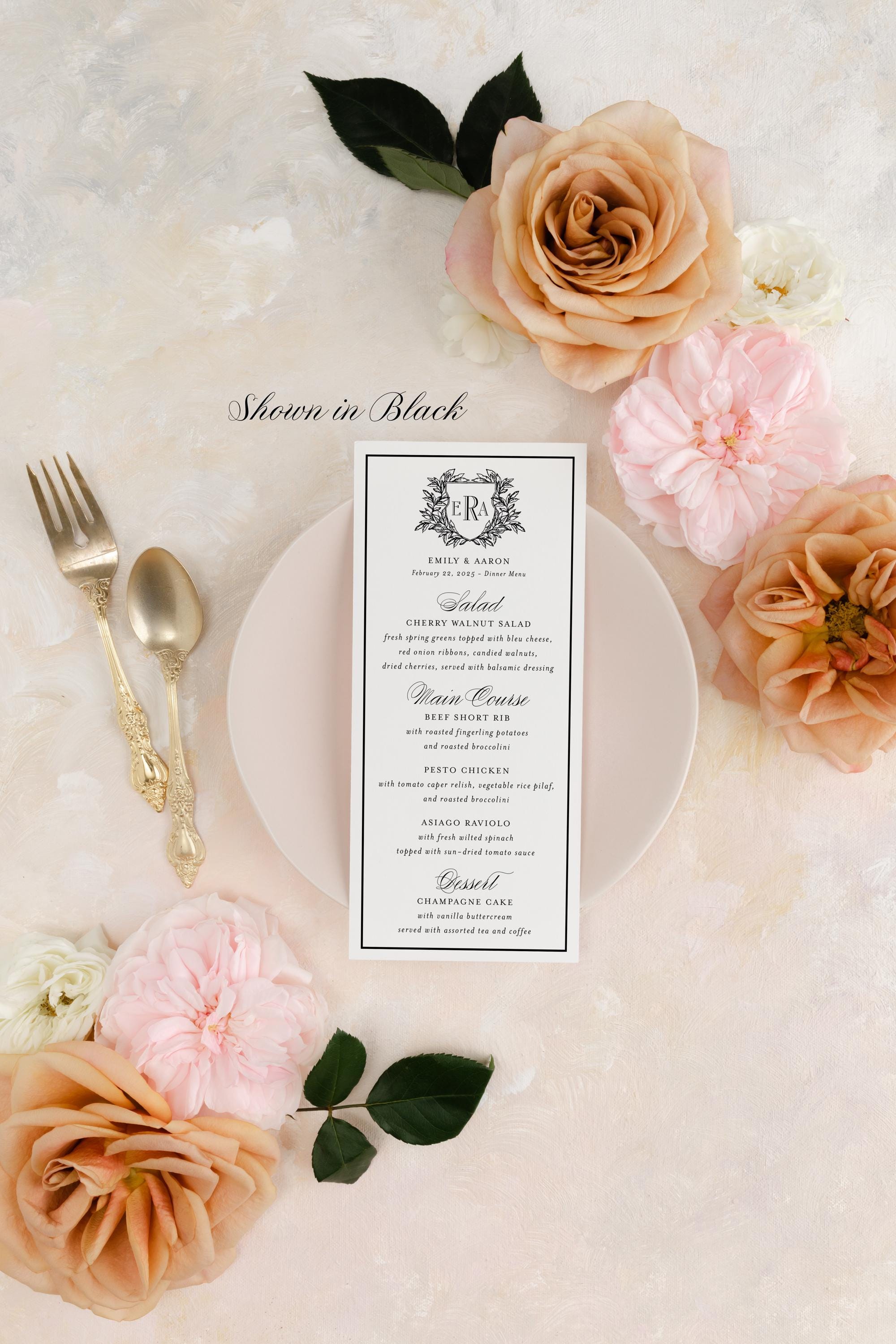 EMILY | Monogram Wedding Menu: Dusty Blue Elegant Design (digital File ...