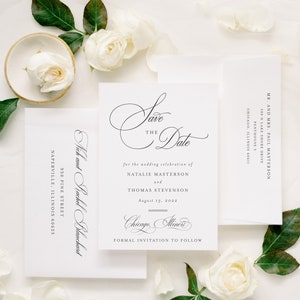 No Photo Save the Date, Classic Wedding, Minimalist Wedding, Black and ...