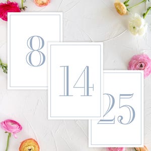 EMILY | Dusty Blue Table Numbers, Light Blue Table Numbers, Formal ...