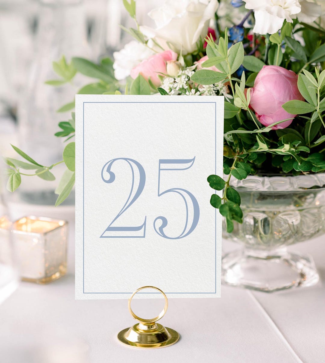 EMILY | Dusty Blue Table Numbers, Light Blue Table Numbers, Formal ...