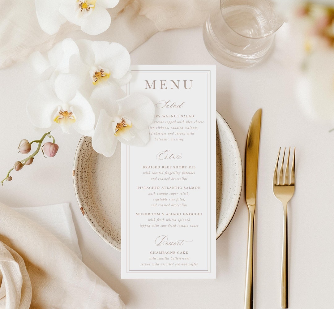 LORELAI | Simple Wedding Menu, Beige and White, Clean Aesthetic Wedding ...