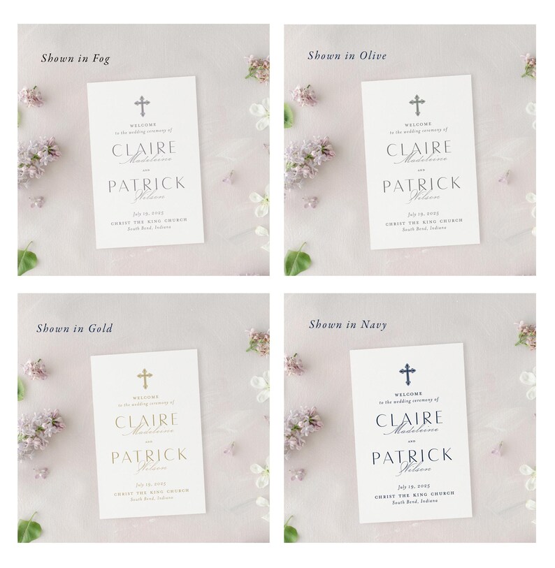 CLAIRE | Black & White Folded Catholic Wedding Program: Claire Design ...