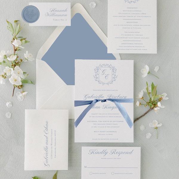 Dusty Blue Wedding Invitations - Etsy