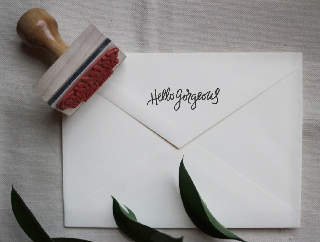 Hello Gorgeous Wood Mounted Rubber Stamp With Handle or Self-inking - Etsy