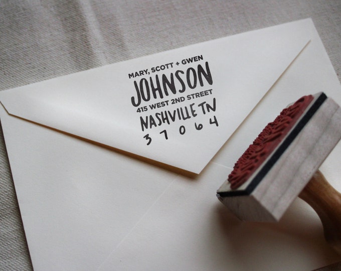 Custom Hand Written Calligraphy Stamp, Return Address, Wood Mounted ...