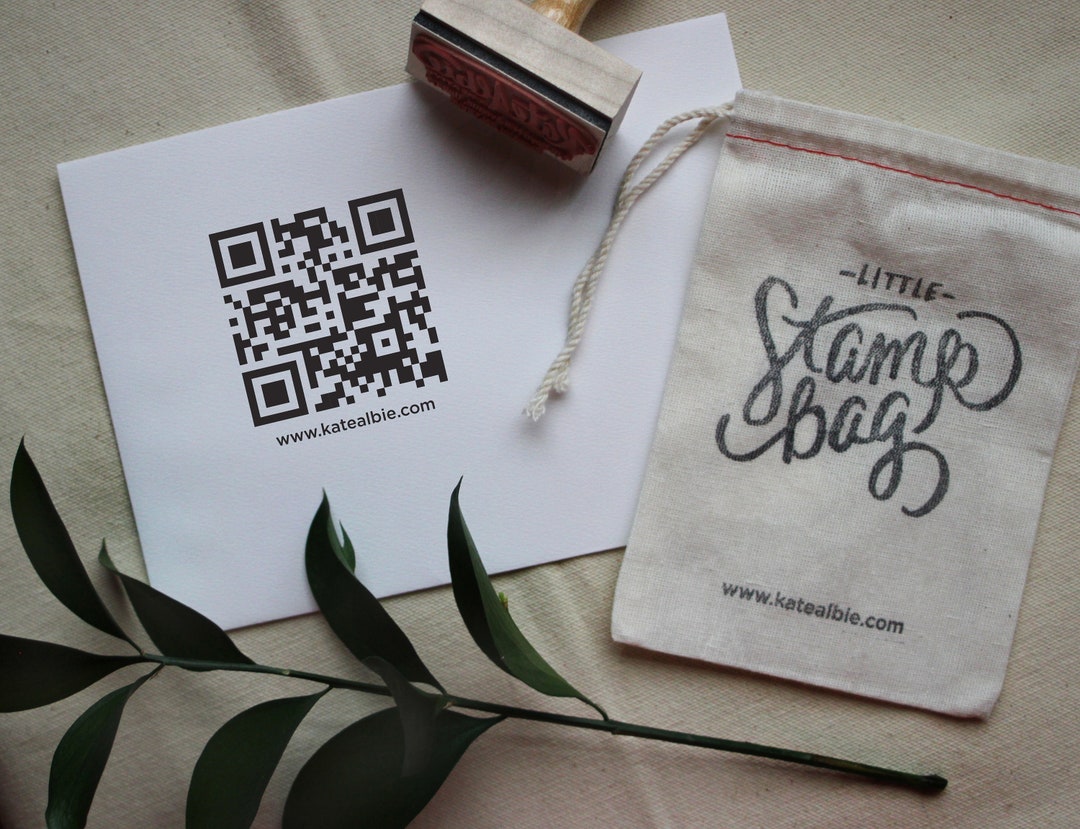 Your Custom QR Code Stamp, Wood Mounted Rubber Stamp With Handle or ...
