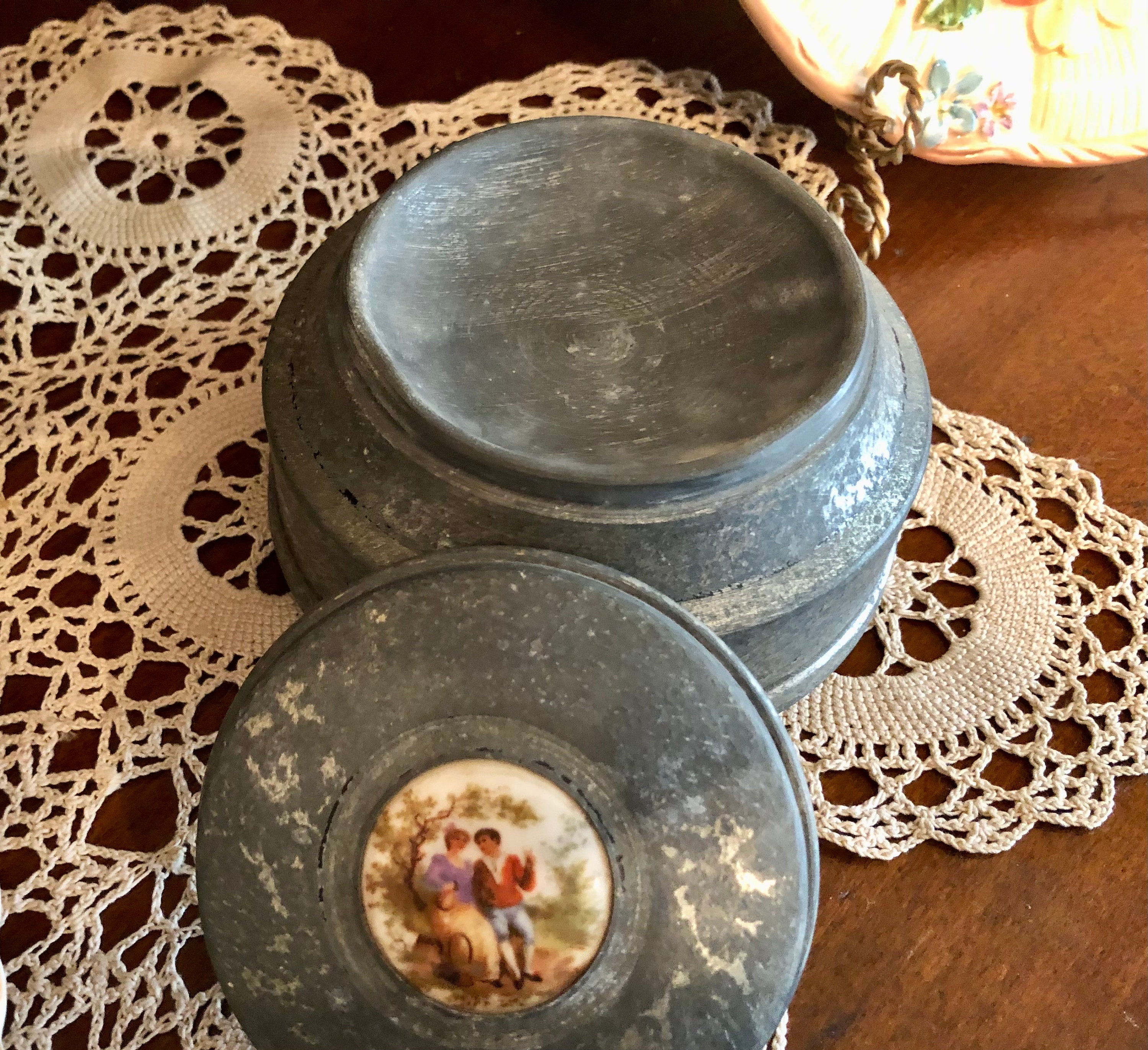 Antique Metal Powder Box / Music Box - Etsy