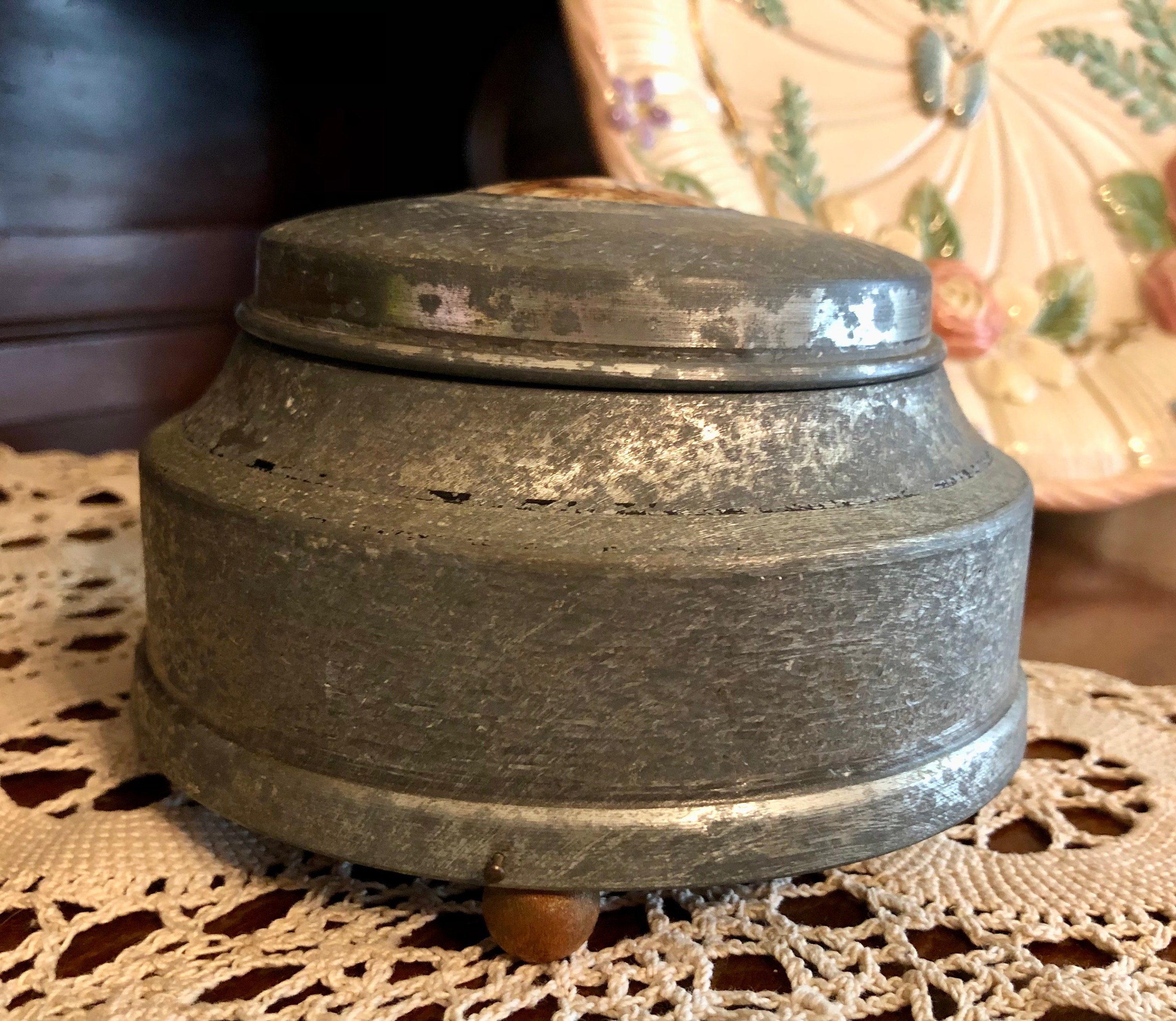 Antique Metal Powder Box / Music Box - Etsy
