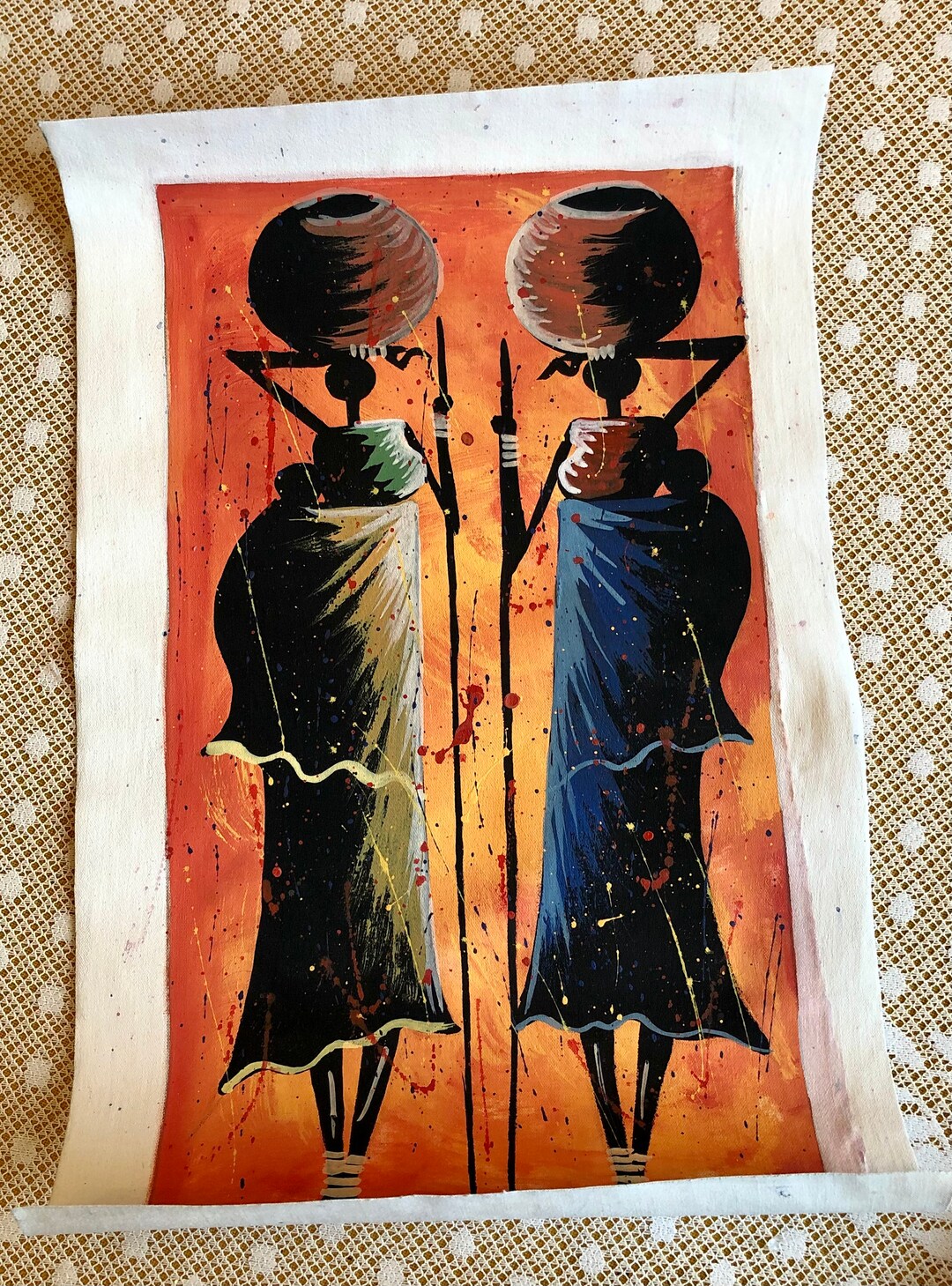 African Painting of 2 African Women With Babies Original Art - Etsy